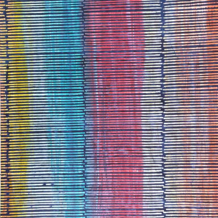 Batik - 1634 Horizontal Stripes Red Blue - East Coast Fabrics