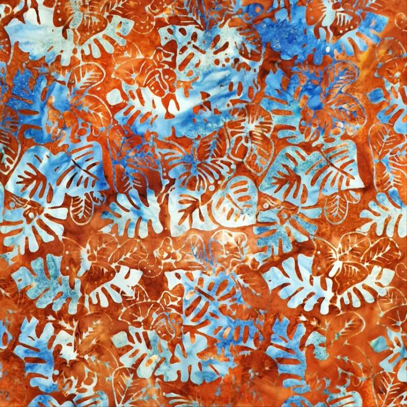 Batik - 1753 Tropical Foliage Rust - East Coast Fabrics
