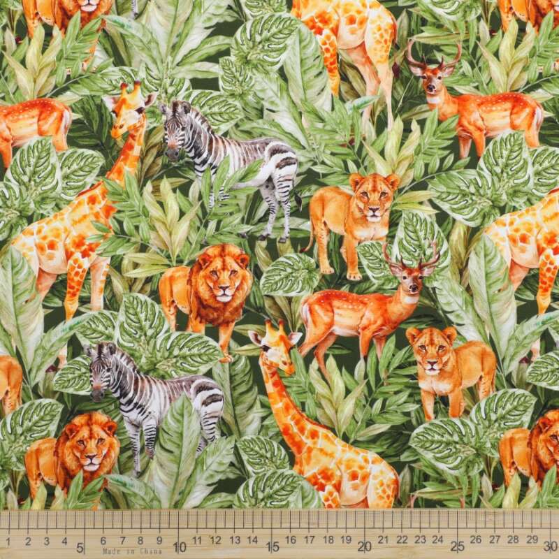 Jungle - Safari Animals Khaki - East Coast Fabrics