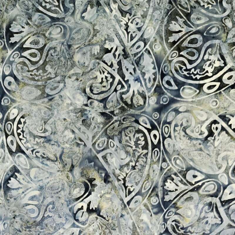 Batik - 1965 Foliage Swirl Grey - East Coast Fabrics