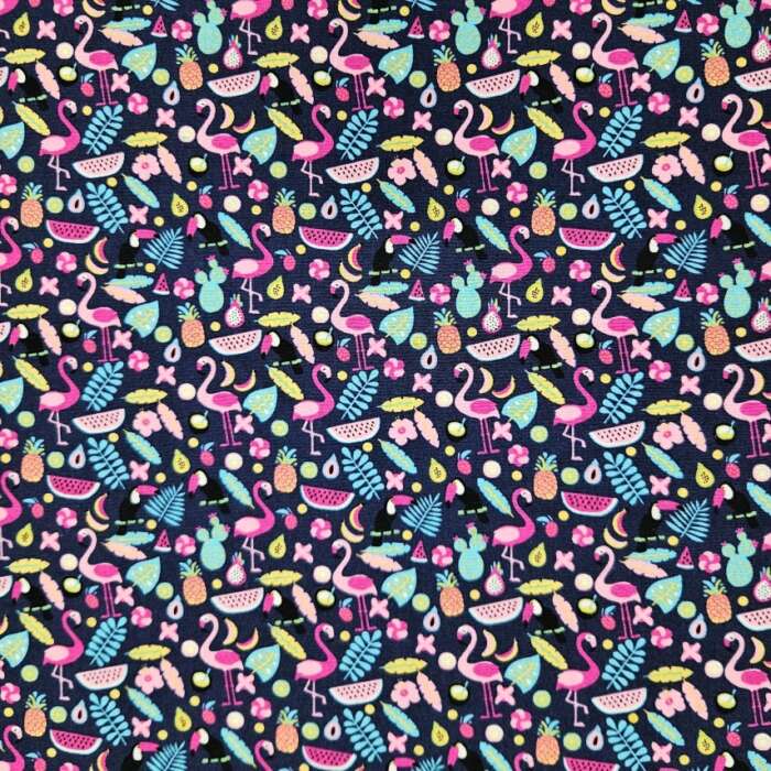 Flamingo Heaven - Bird Scene - East Coast Fabrics