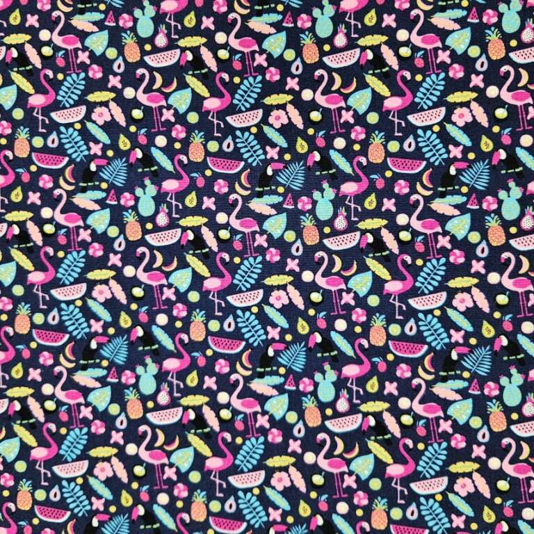 Flamingo Heaven - Bird Scene - East Coast Fabrics