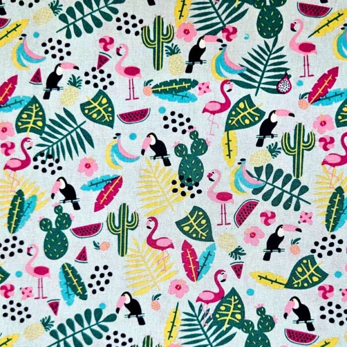 Flamingo Heaven - Flamingo Scene - East Coast Fabrics